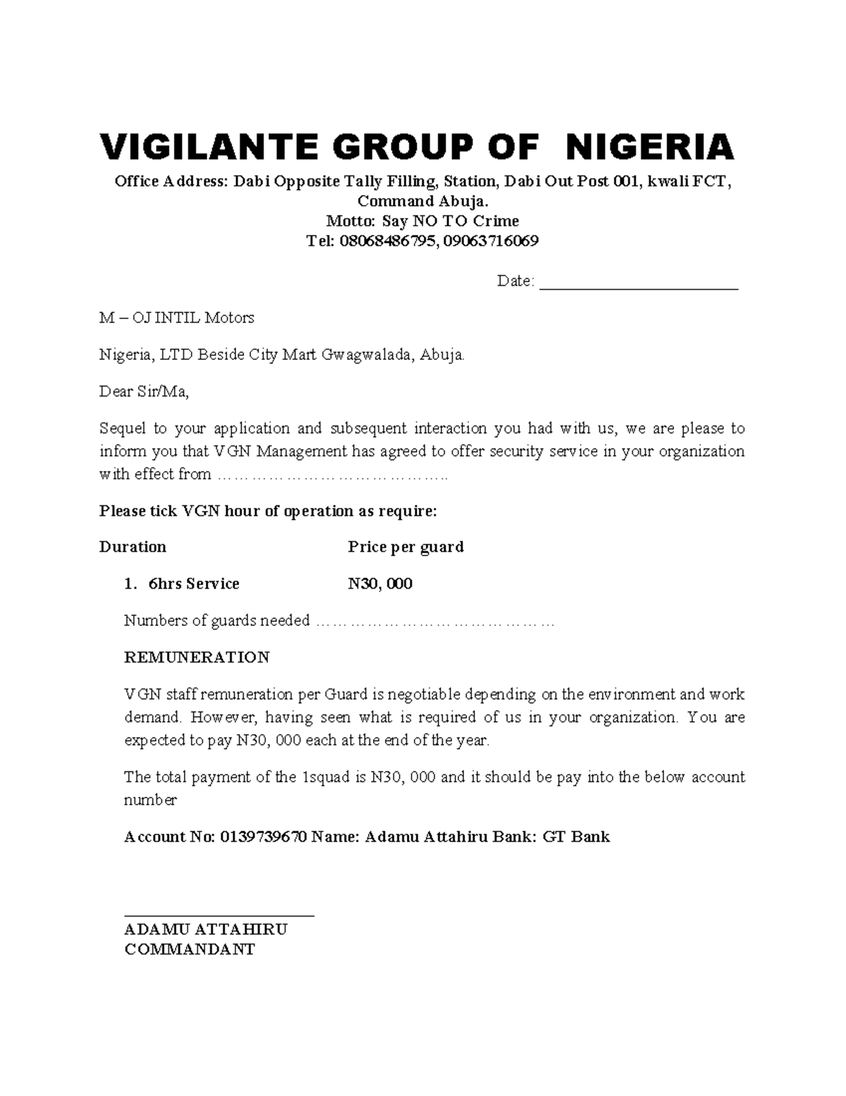 Dabi Opposite Tally Filling - Motto: Say NO TO Crime Tel: 08068486795 ...