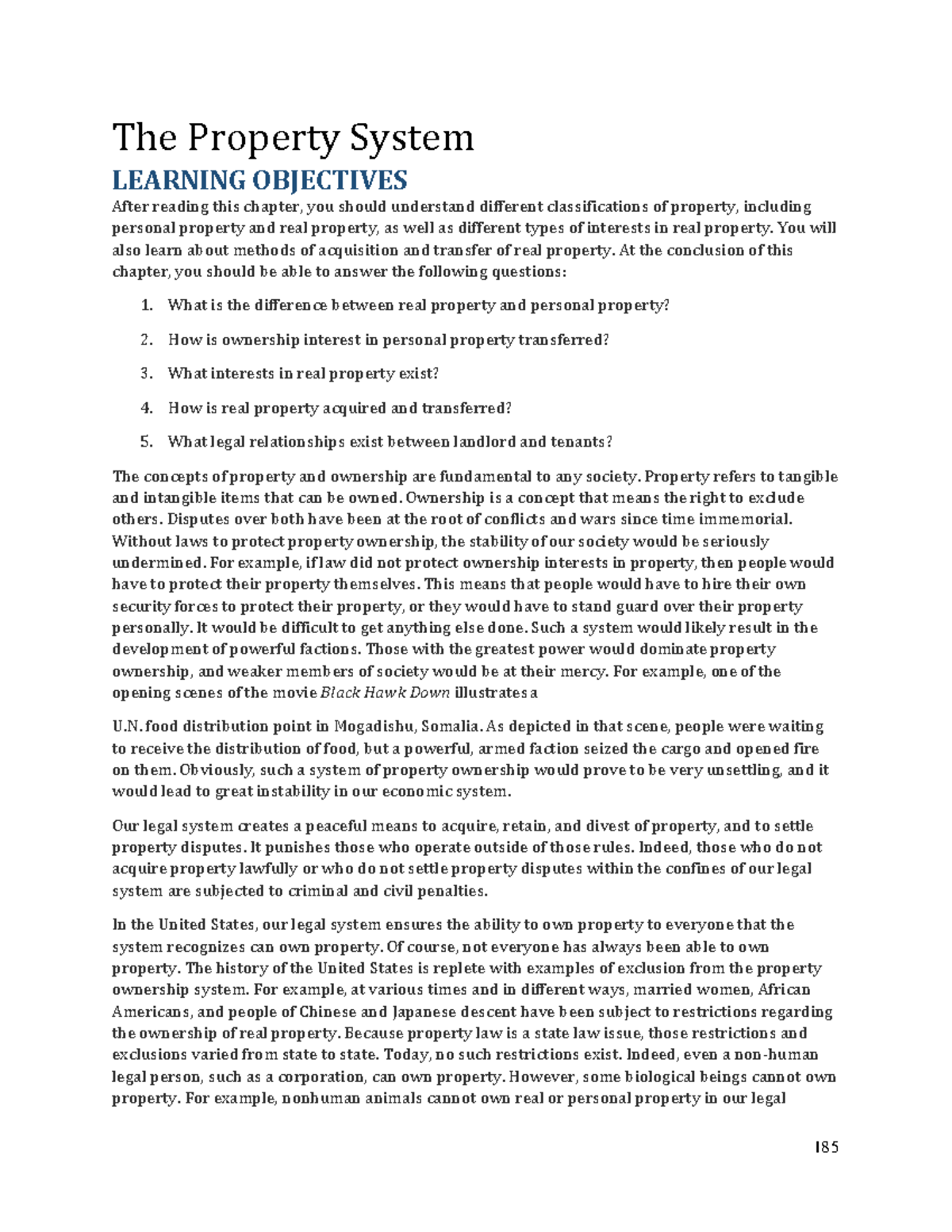 The Property System reading - The Property System LEARNING OBJECTIVES ...