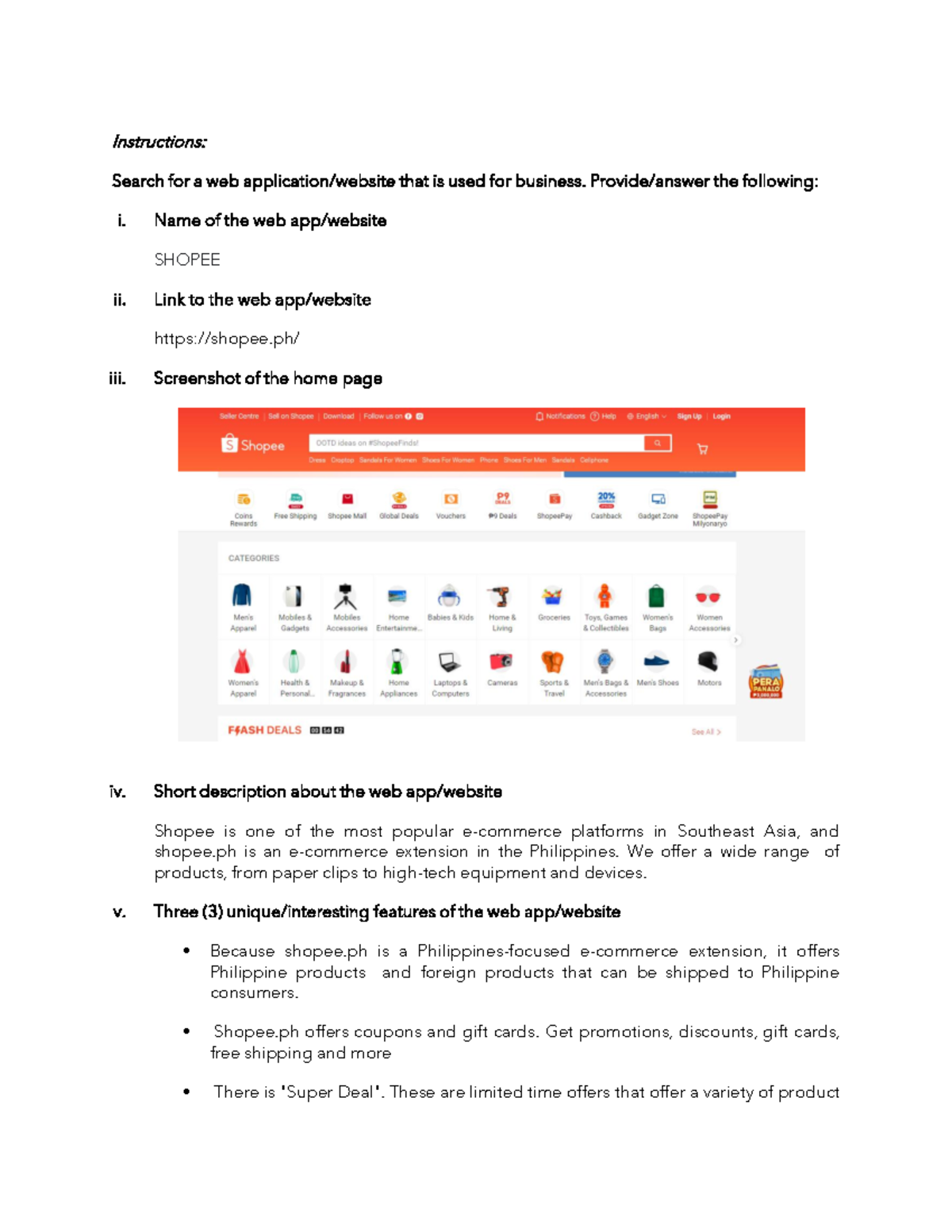 06 activity 1 - assessment - Instructions: Search for a web application ...