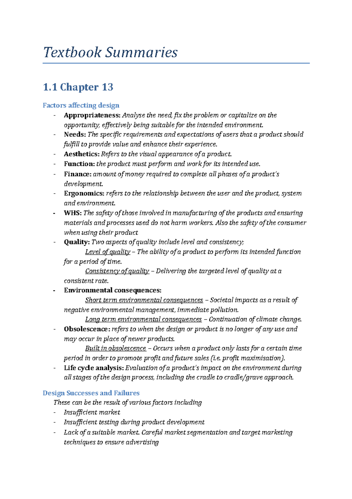 Syllabus-Summaries-Design-and-Technology - Textbook Summaries 1 Chapter ...