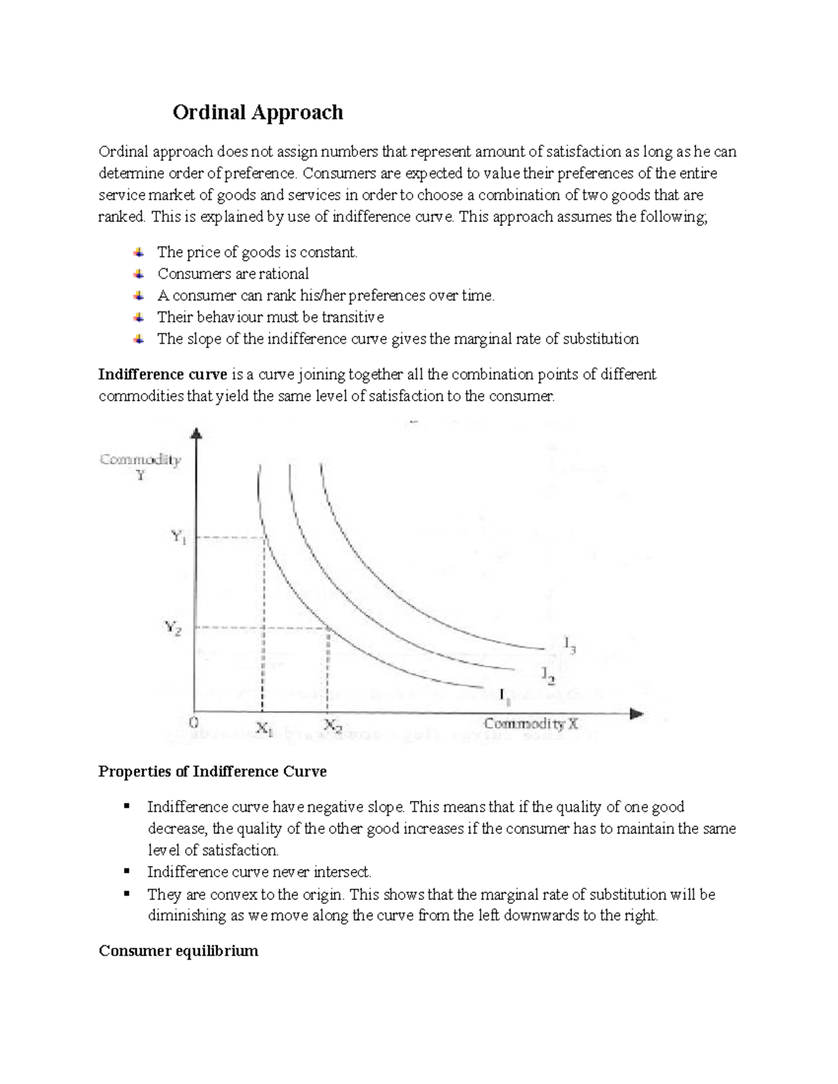 Ordinal Approach - Ordinal Approach Ordinal approach does not assign ...