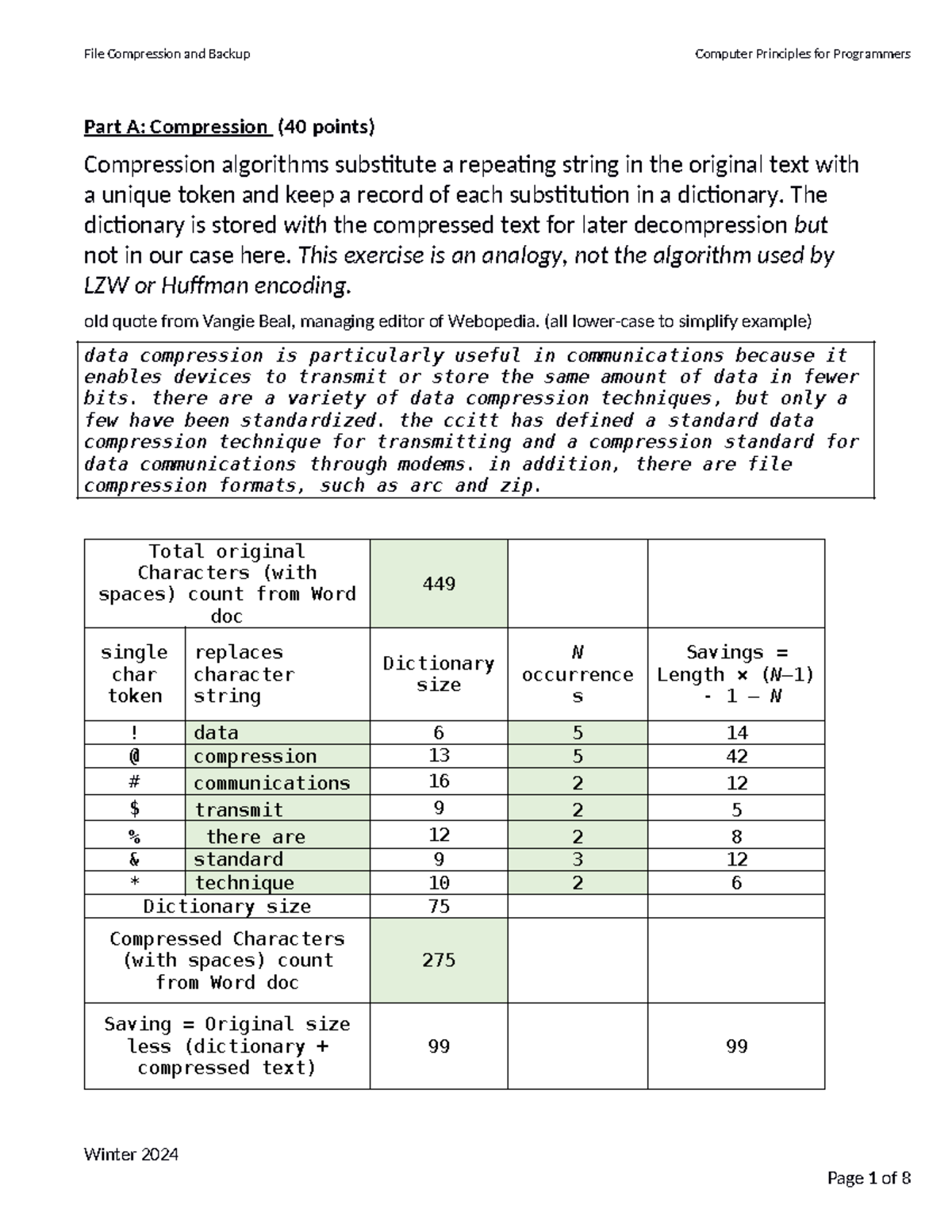 CP4P Compression Backup Activity Instructions - Part A: Compression (40 ...