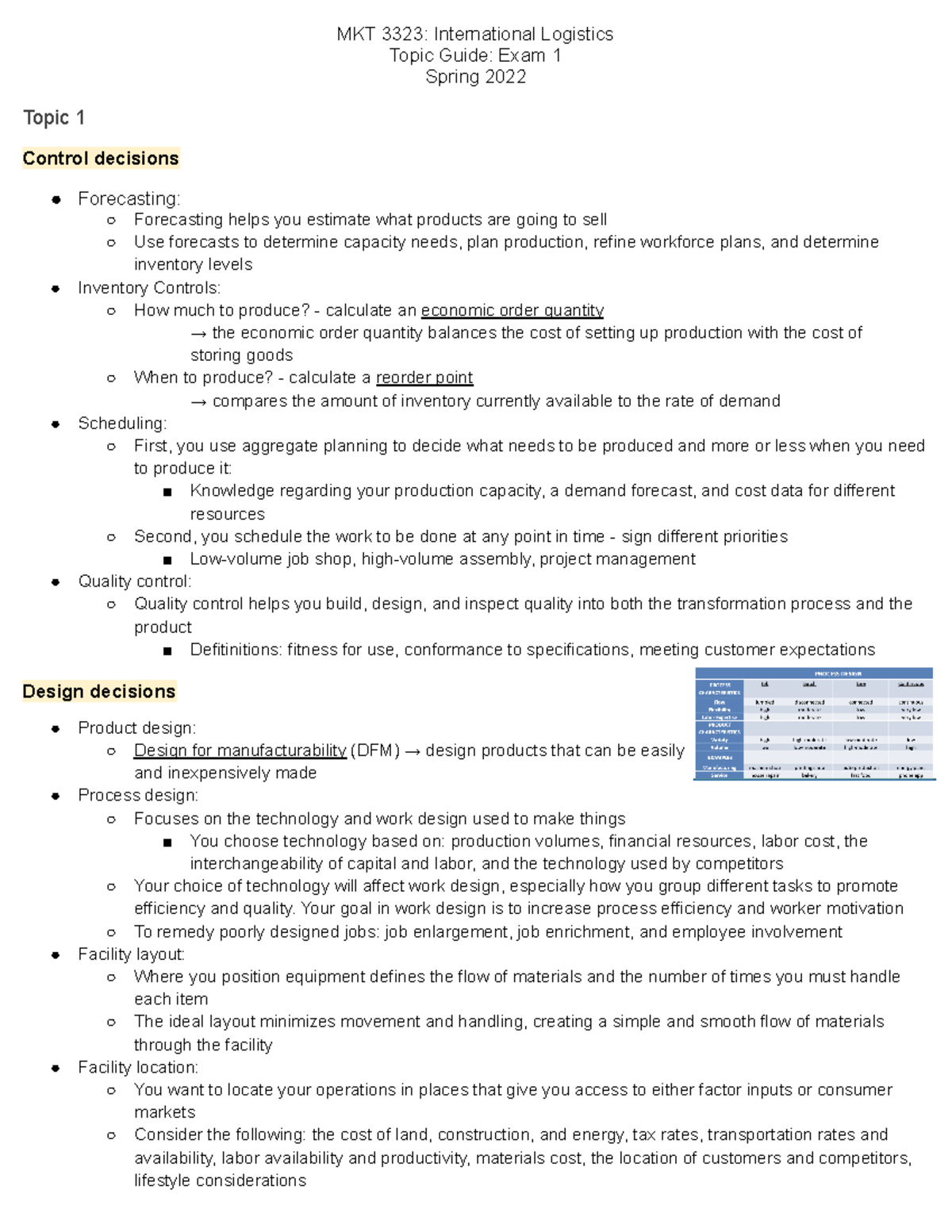 Exam 1 International Logistics Study Guide Mkt 3323 International