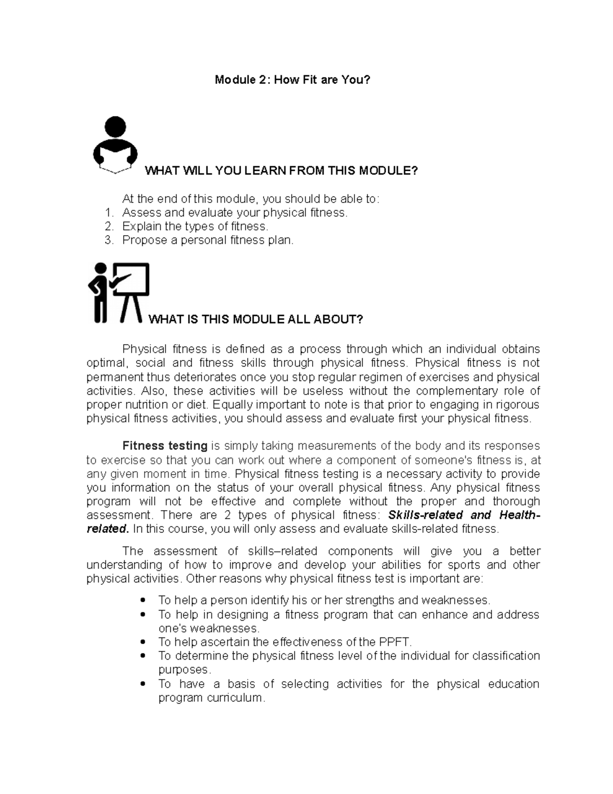 Module 2 - Module 2: How Fit are You? WHAT WILL YOU LEARN FROM THIS ...