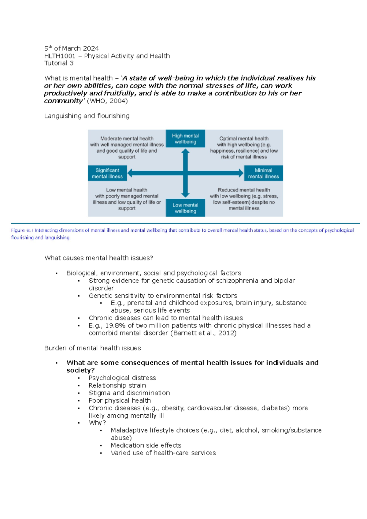 Tutorial 3 - 5 th of March 2024 HLTH1001 – Physical Activity and Health Tutorial 3 What is ...