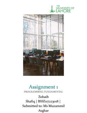 Assignment_ProgrammingFundamentals - Assignment Programming Fundamentals Name: Ashir Rehman Sap ...
