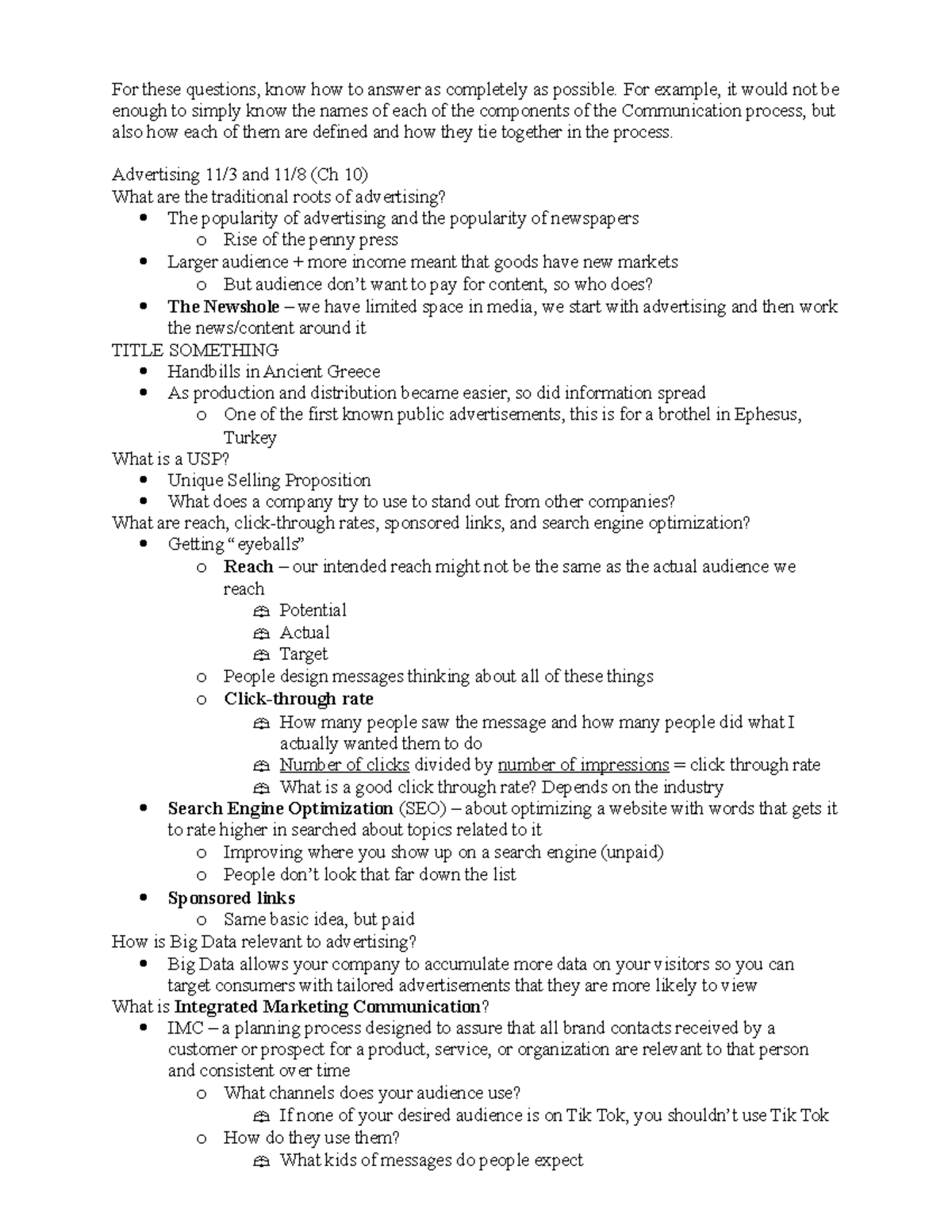 Fall 22 COMM 112 Advertising Ch 10 Objectives - For these questions ...