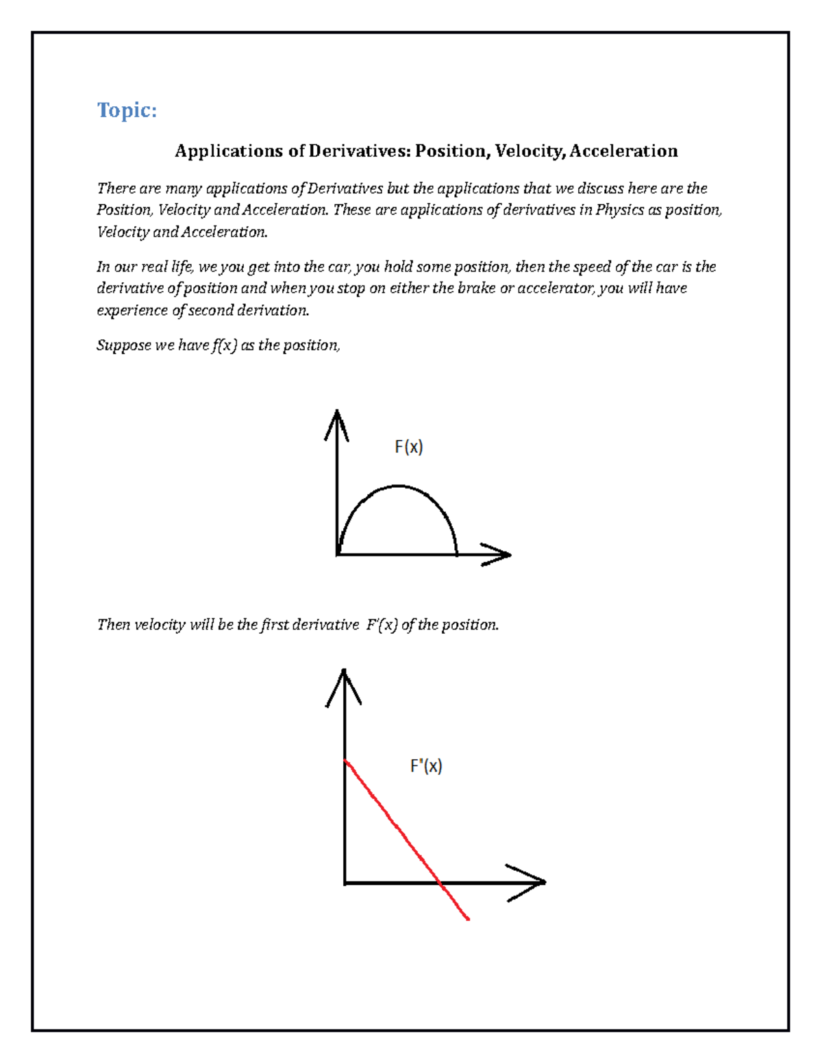 Article 8 - AI Lecture - Topic: Applications of Derivatives: Position ...