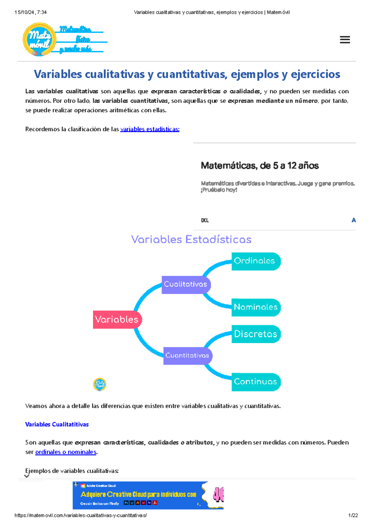 Variables cualitativas y cuantitativas, ejemplos y ejercicios Matemóvil - Variables cualitativas ...