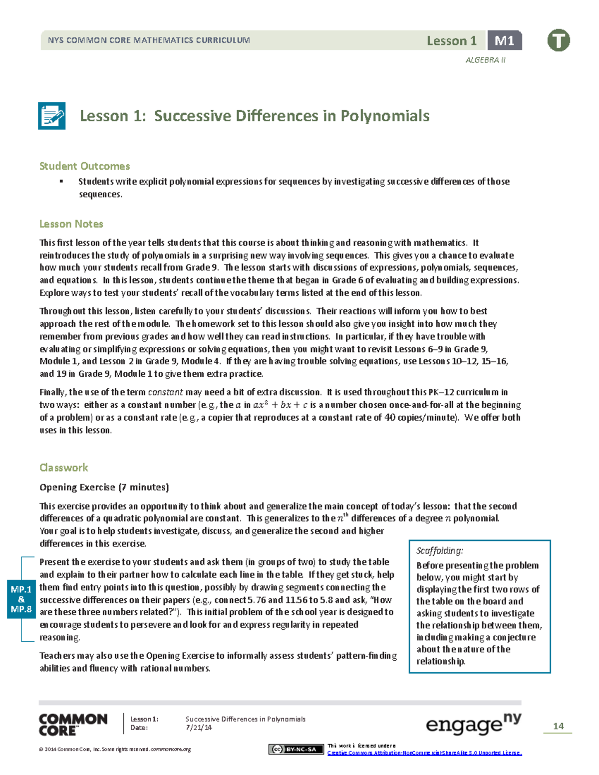Algebra ii m1 topic a lesson 1 teacher - ALGEBRA II Lesson 1 ...