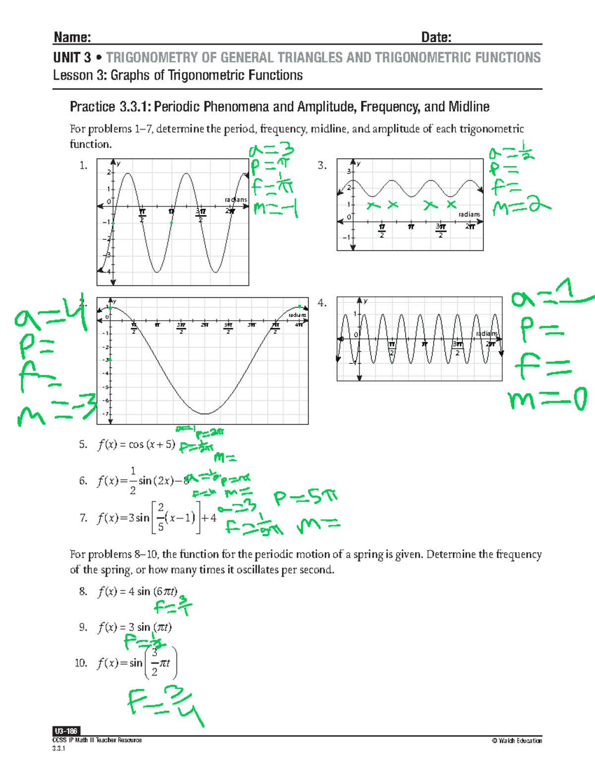 Edited - 3.3.1 Practice Student Worksheet - UNIT 3 • TRIGONOMETRY OF ...