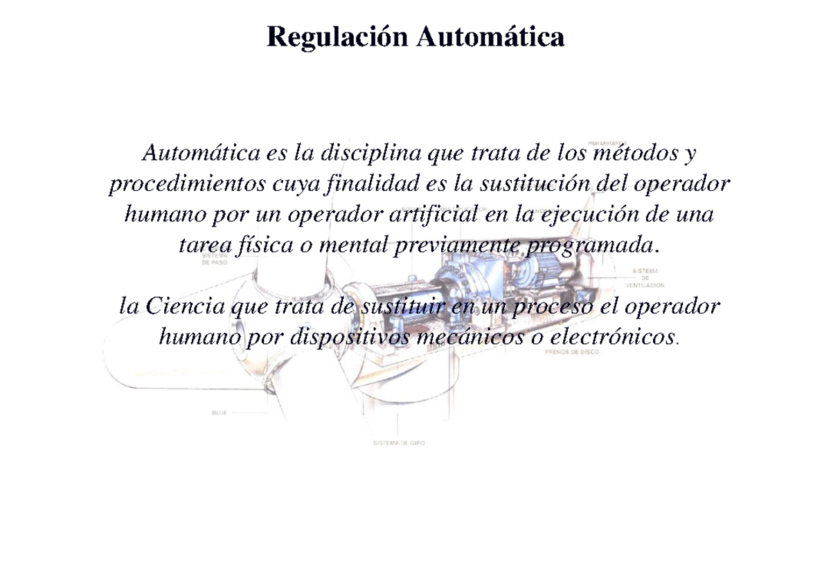 TEMA 1 - Introduccion a la Regulacion Automatica - Regulación ...