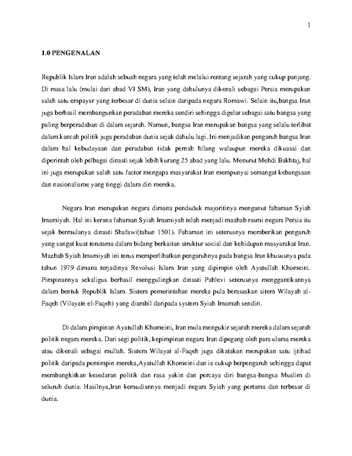 CTU ( Syiah) Final - 1 PENGENALAN Republik Islam Iran adalah sebuah ...