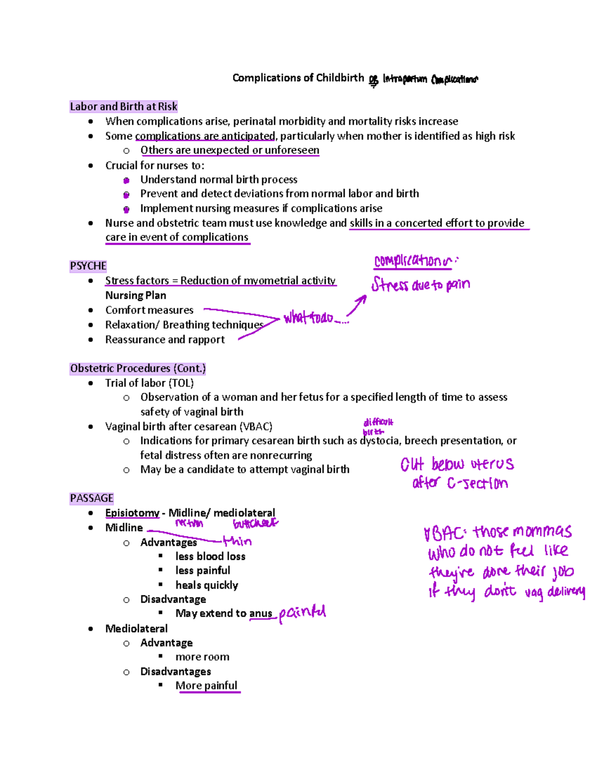 Intrapartum Complications - Complications of Childbirth Labor and Birth ...