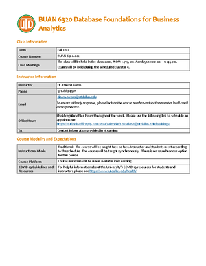Lecture 9 - data modelling - BUAN 6320 - UT Dallas - Studocu