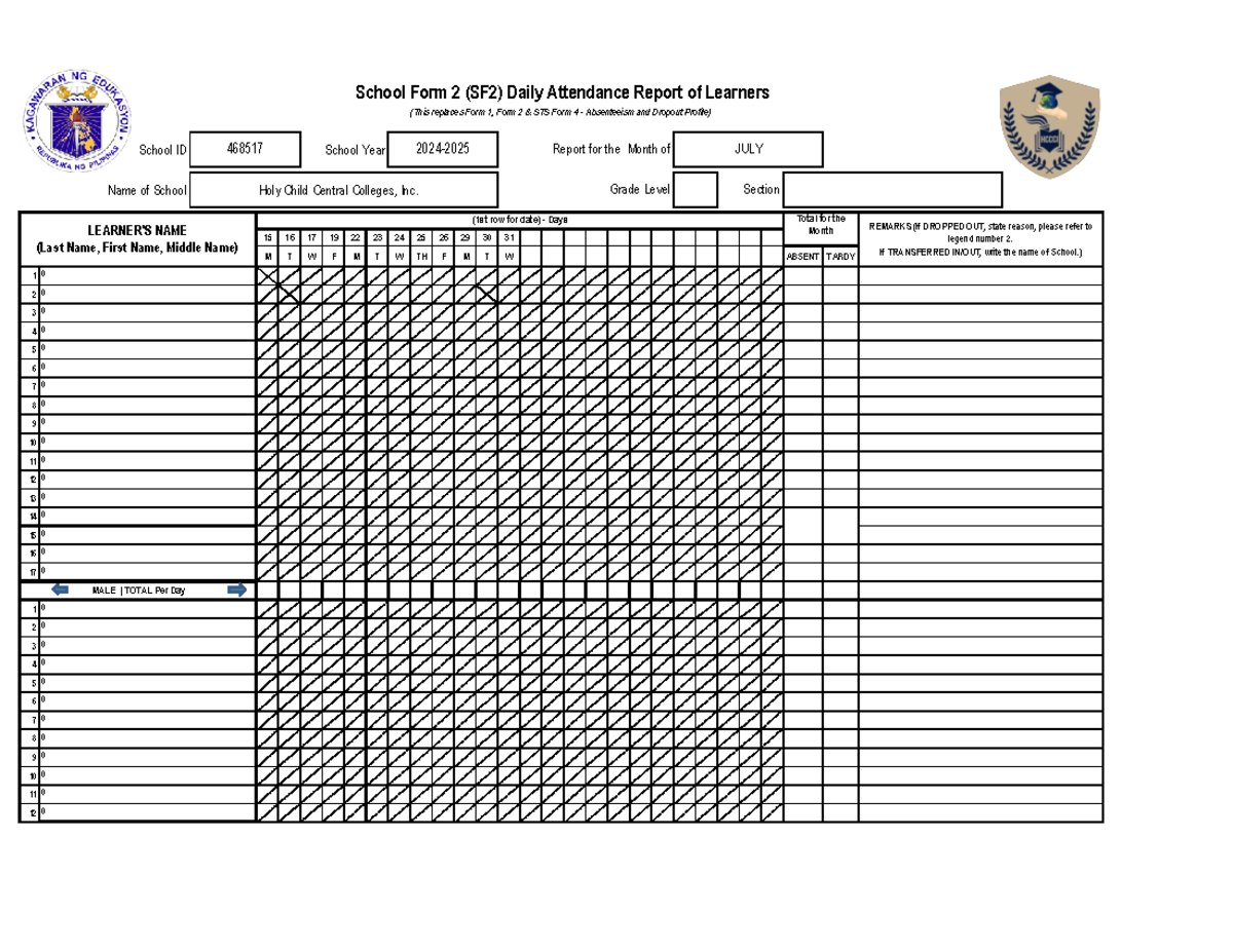 School-Form-2-SY-2024-2025- September- October - School ID School Year ...