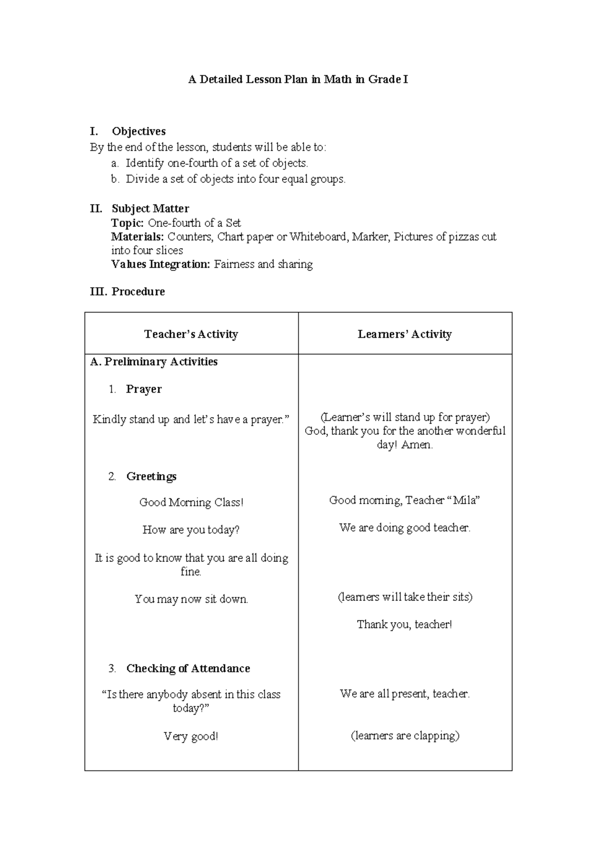 DLP Math 1-finle - A Detailed Lesson Plan in Math in Grade I I ...