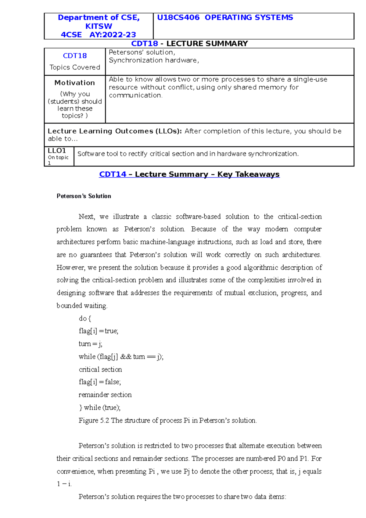 OS-CDT18 - Important notes - KITSW 4CSE AY:2022- CDT18 - LECTURE ...