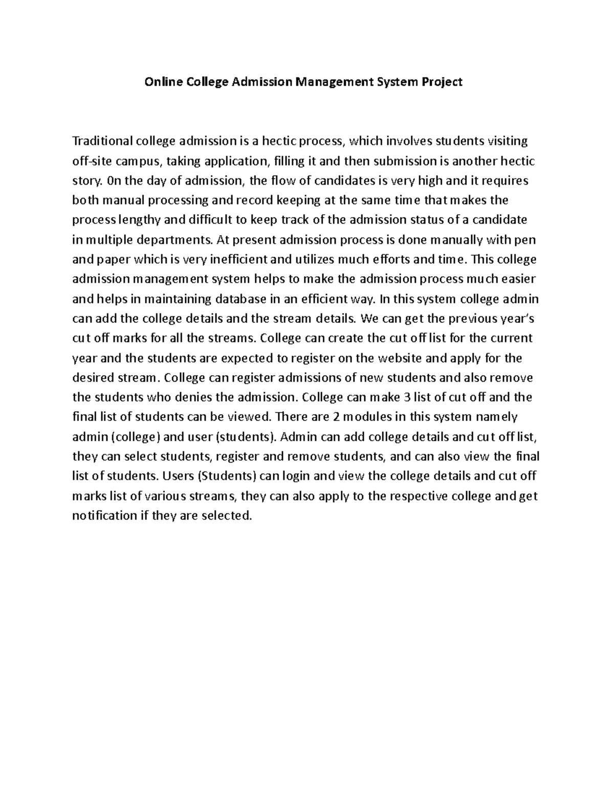 Online College Admission Management System Project - Online College ...