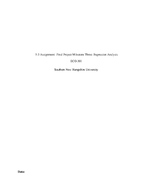 ECO 301 3-3 assignment - ECO- 301 Final Project Milestone Two: Demand Analysis Southern New ...
