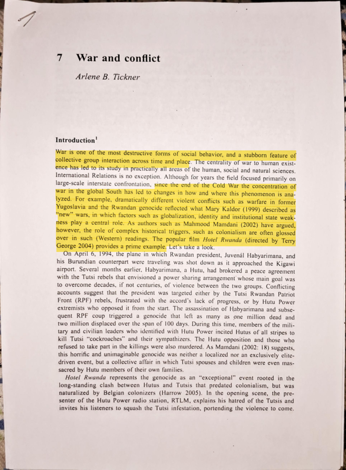 War conflict by arlene b tickner - 7 War and conflict ####### Arlene B ...