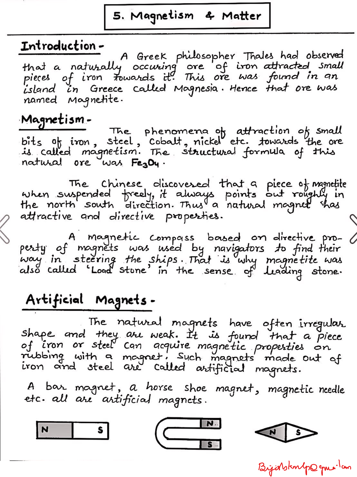 Chapter 5 Magnetism and Matter hand written 2024 - 5. Magnetism Matter ...