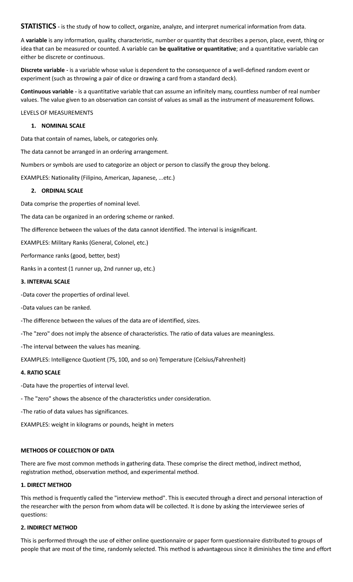 Statistics - Summary General Education - STATISTICS - is the study of ...