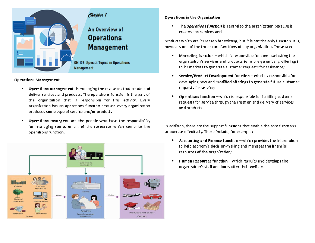 Operations Management - Operations Management Operations management- is ...