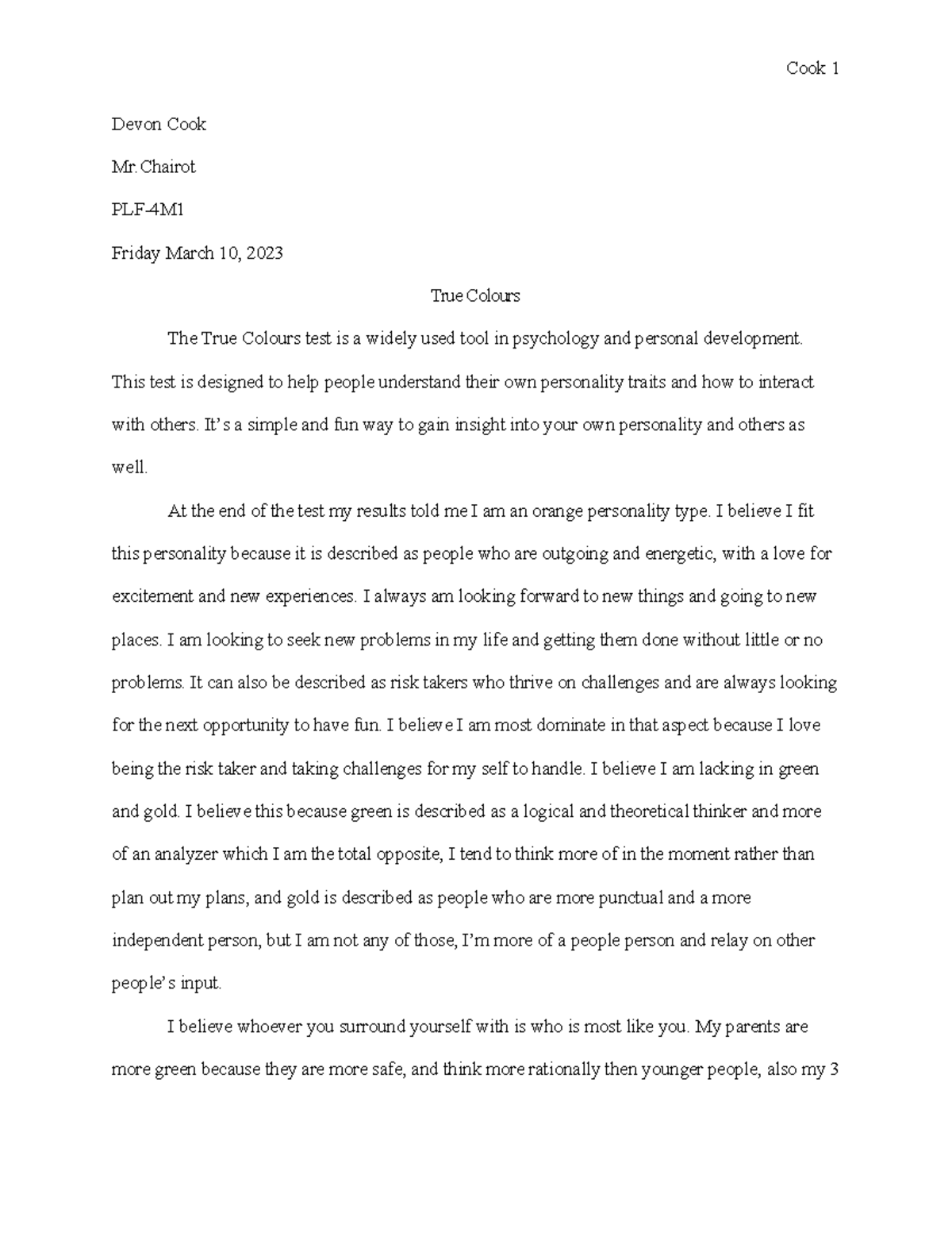 True Colours - gfdgdfg - Cook 1 Devon Cook Mr PLF-4M Friday March 10 ...