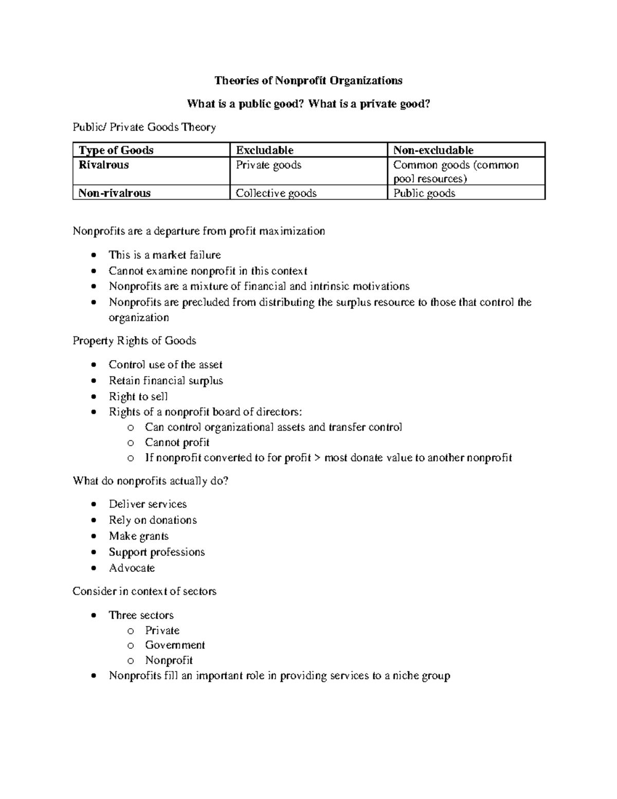 Theories on Nonprofit - Dr. Keyes padm 3010 - Theories of Nonprofit ...