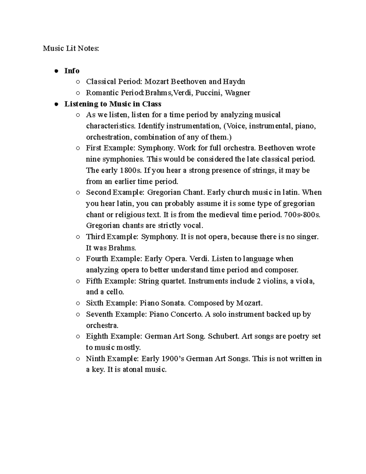 Music Lit Notes - Music Lit Notes: Info Classical Period: Mozart ...