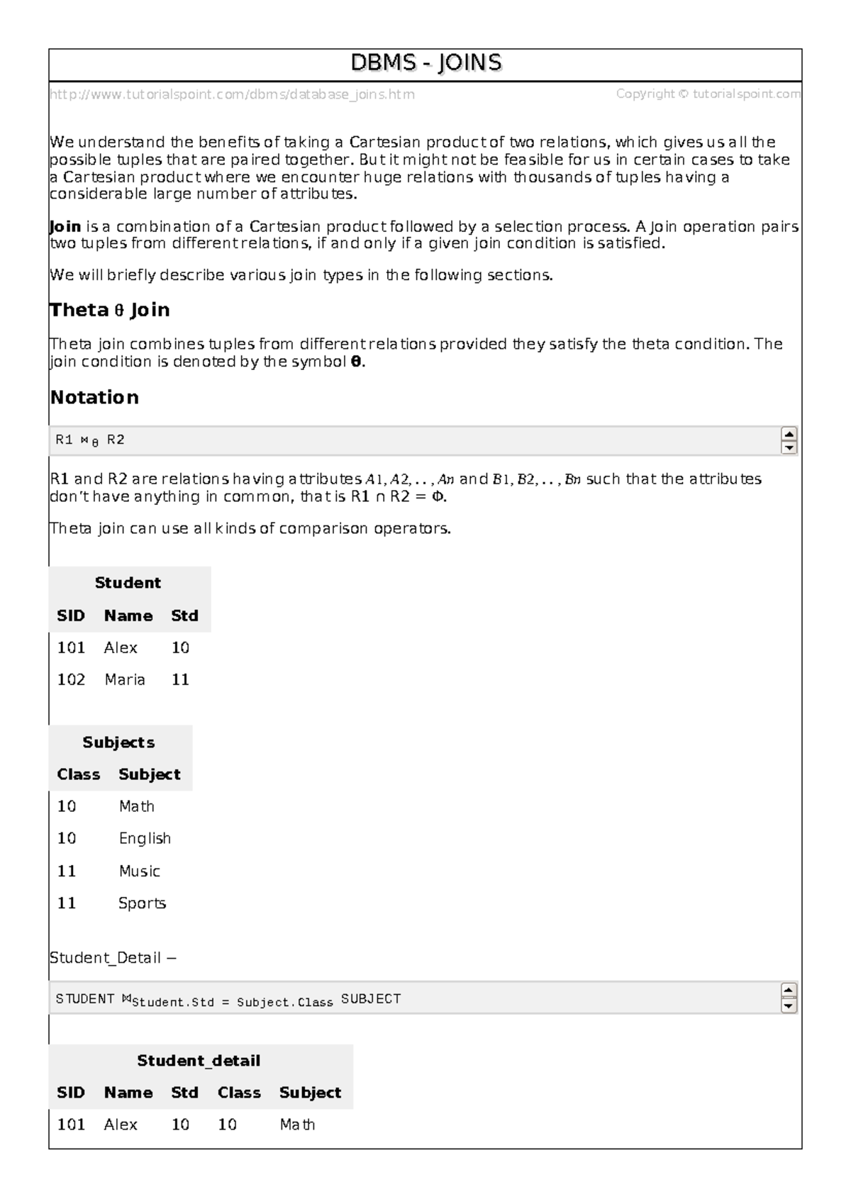 Database joins - Its Lecture Notes - tutorialspoint/dbms/database_joins ...