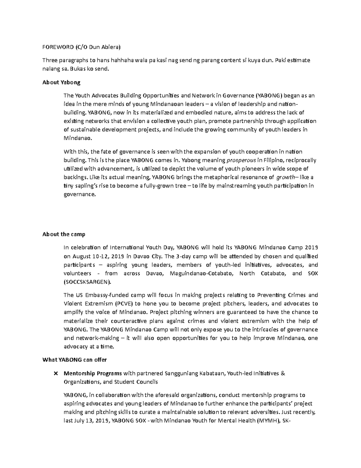 Booklet - This is just extremely easy. - FOREWORD (C/O Dun Abiera ...