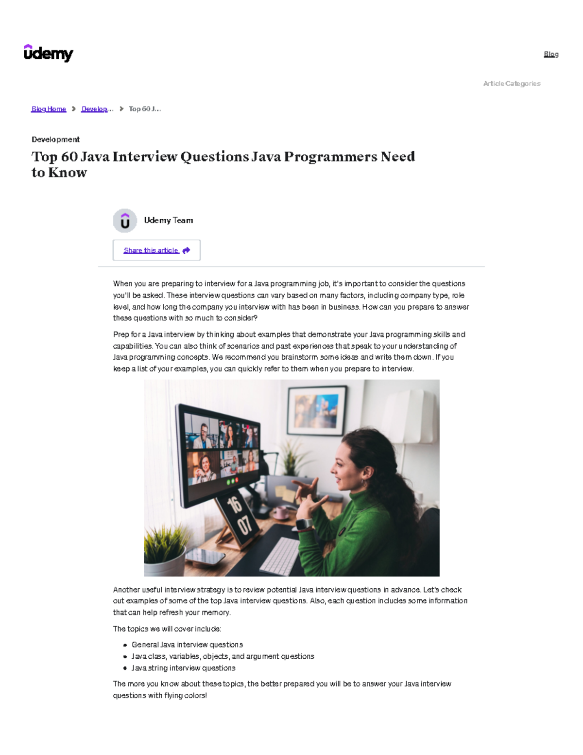 Top 60 Java Interview Questions You Should Know - Udemy Blog - ####### Blog Blog Home Develop ...