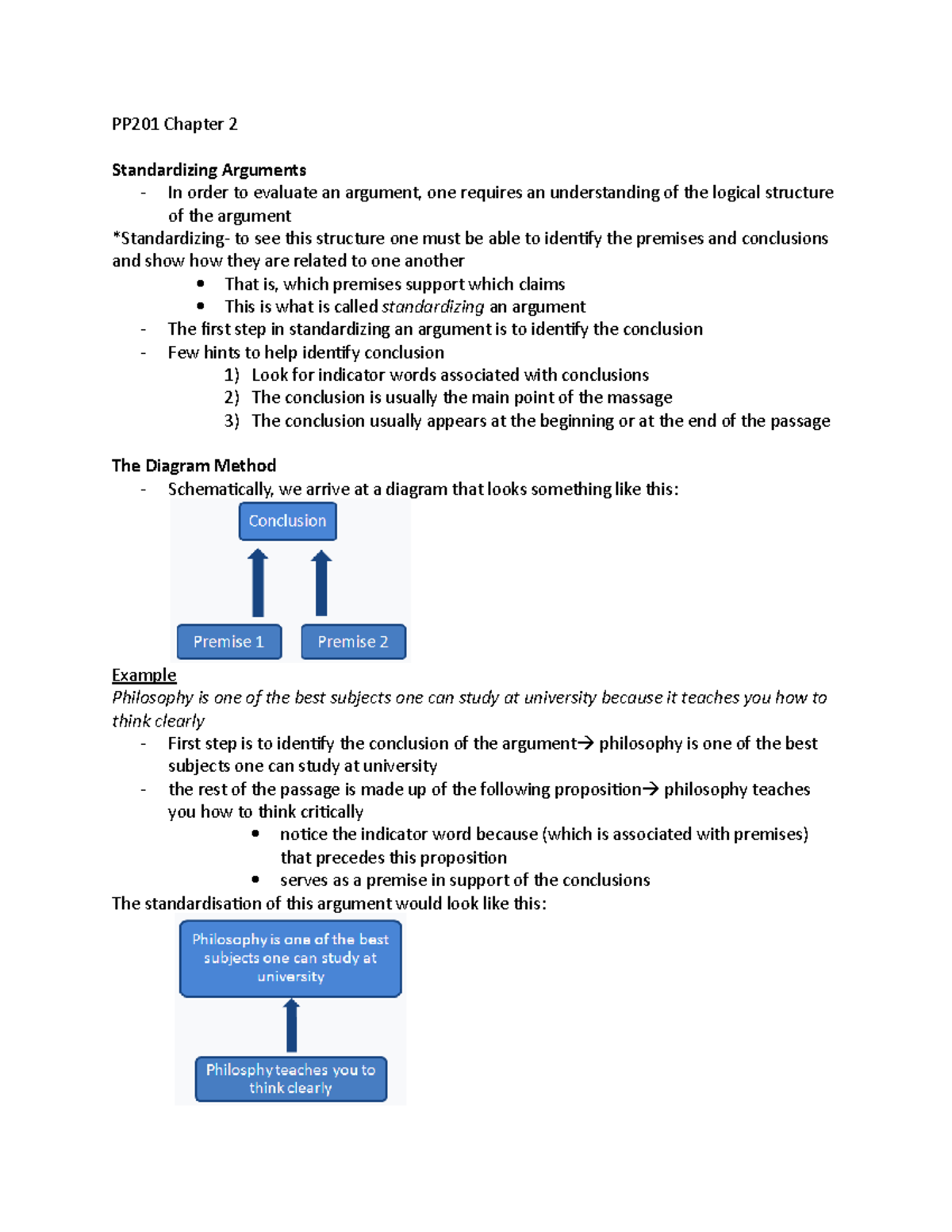 PP201 Chapter 2 Standardizing arguments in reasoning - PP201 Chapter 2 Standardizing Arguments ...