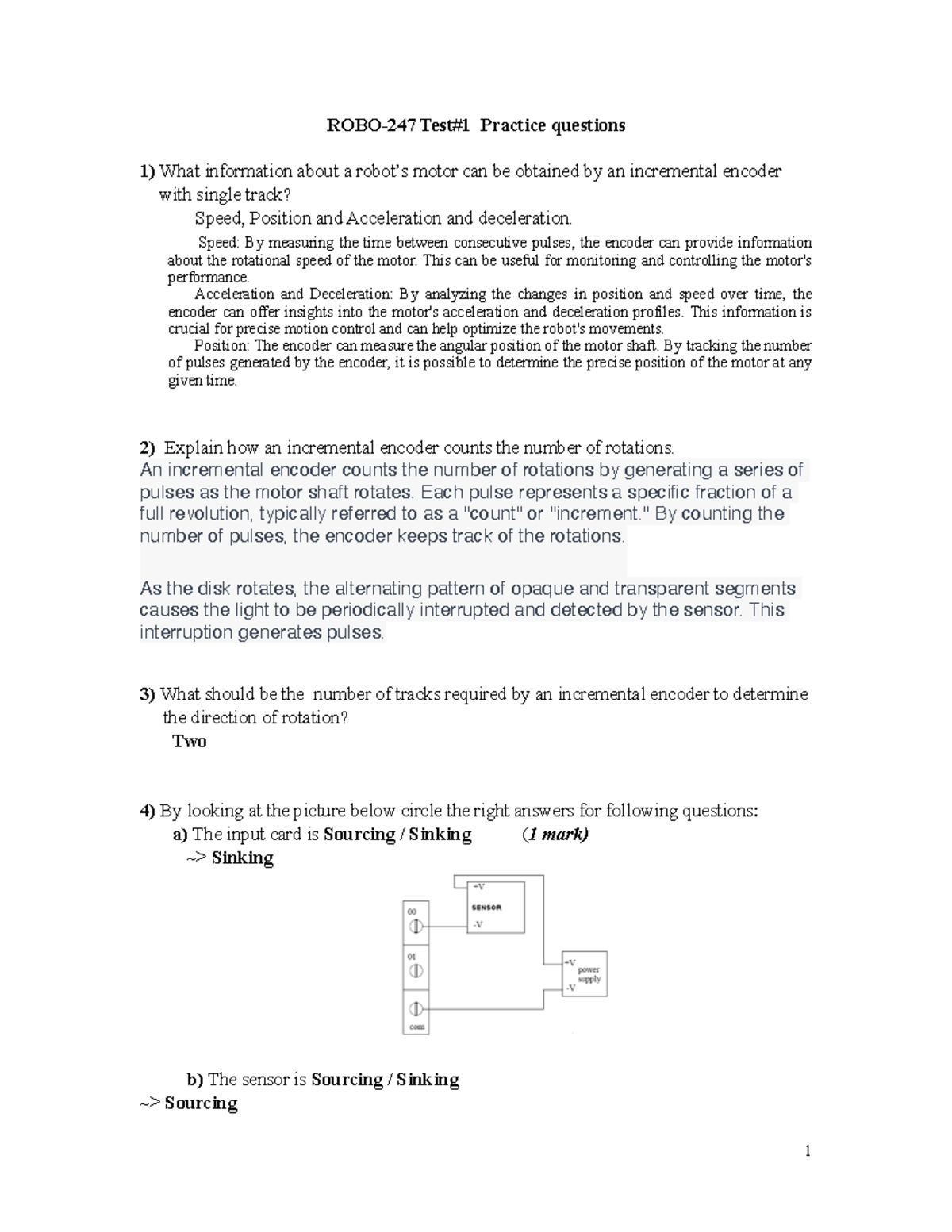 Practice Test 11 - ROBO-247 Test#1 Practice questions 1) What ...