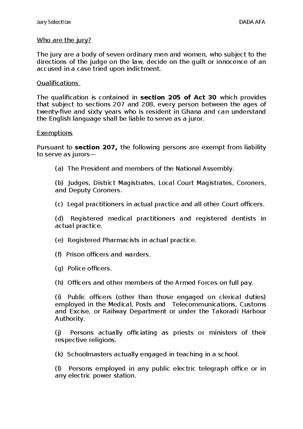 Jury-Selection - Nice material - Who are the jury? The jury are a body ...