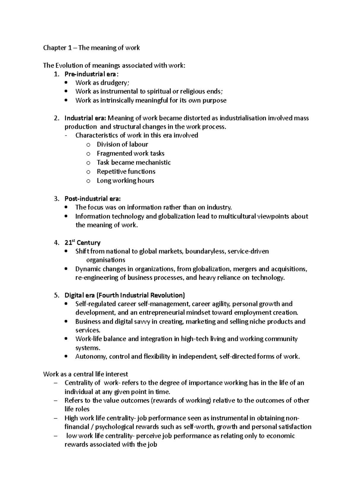 Chapter 1 252 - Chapter 1 – The meaning of work The Evolution of ...