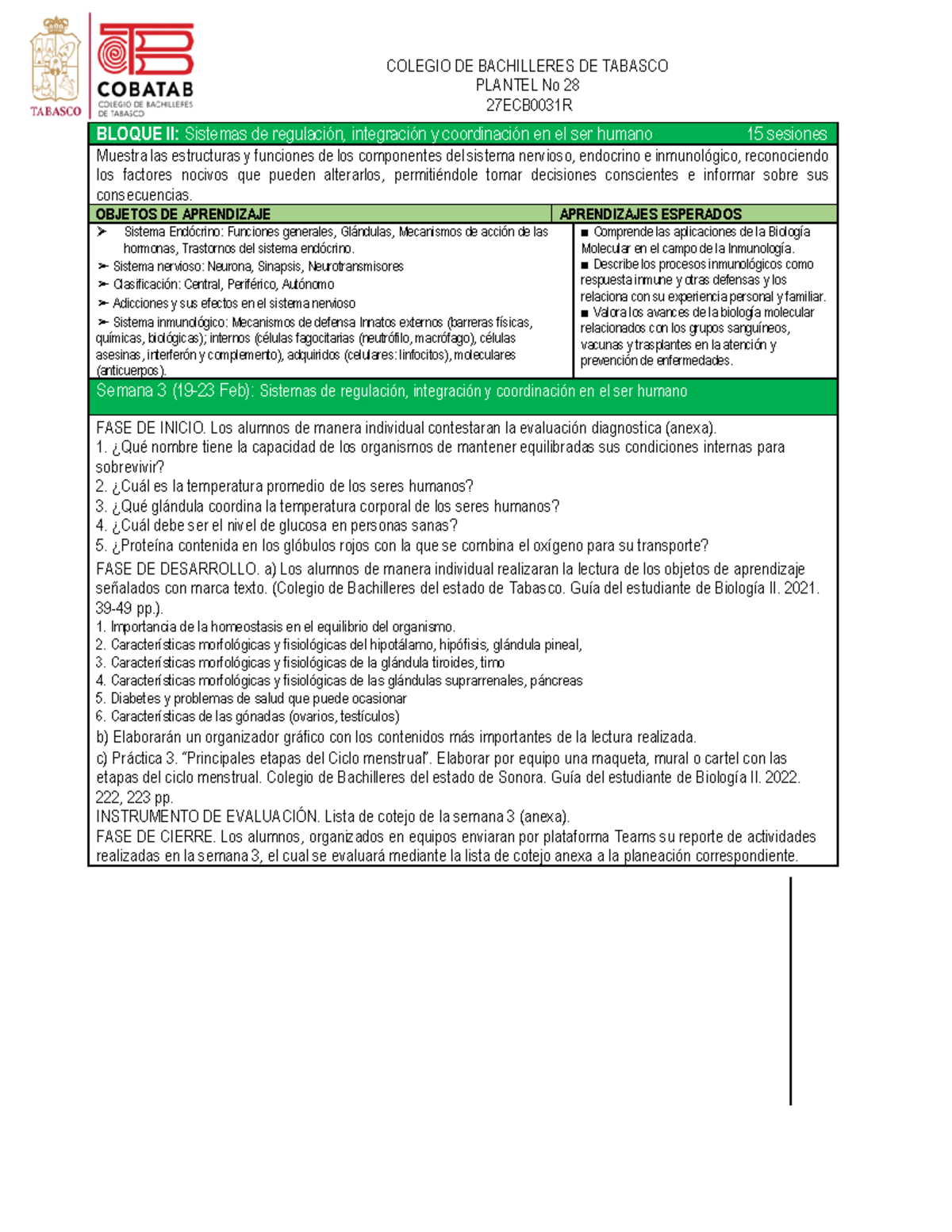 PDB2 B2 semana 3 - COLEGIO DE BACHILLERES DE TABASCO PLANTEL No 28 ...
