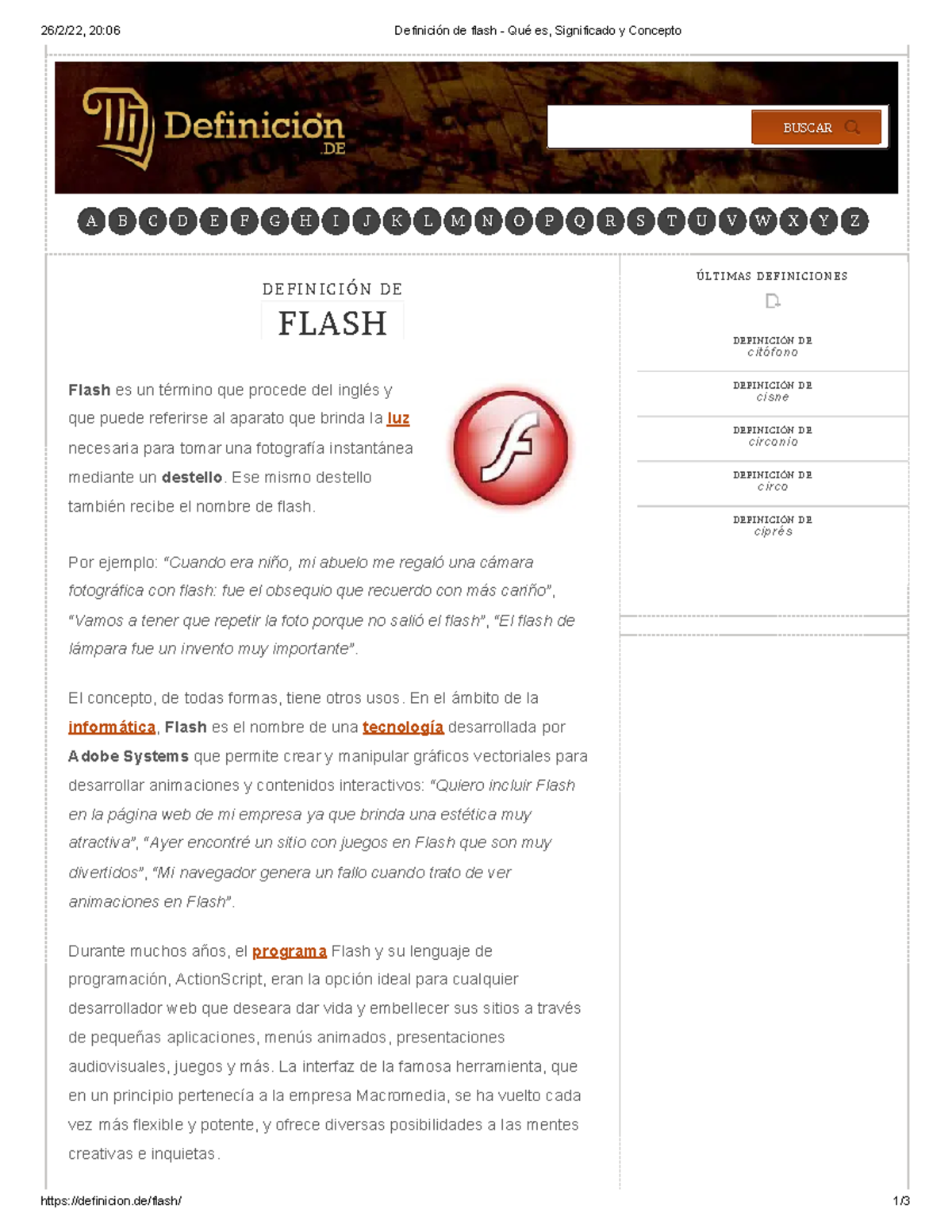 Definición de flash - Qué es, Significado y Concepto - Arquitectura De ...