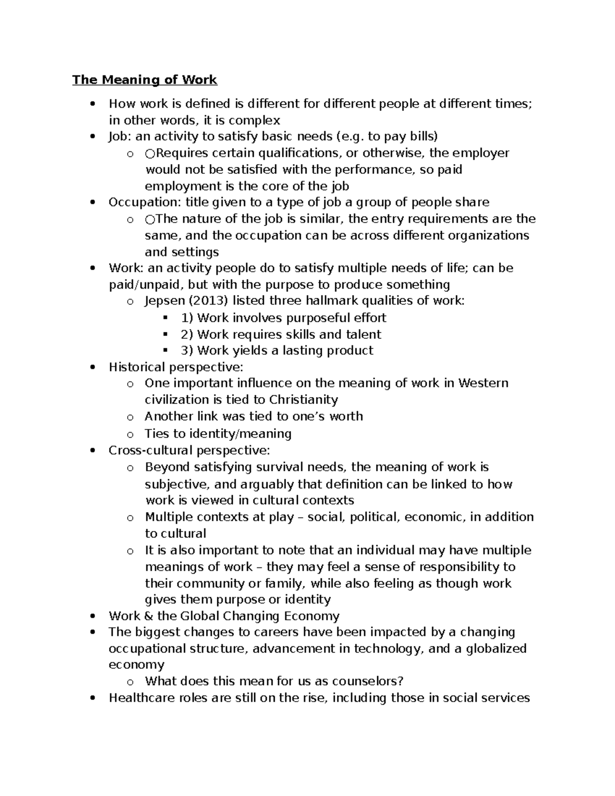 Career Counseling Ch. 2-3 Textbook Notes and Summary - The Meaning of ...