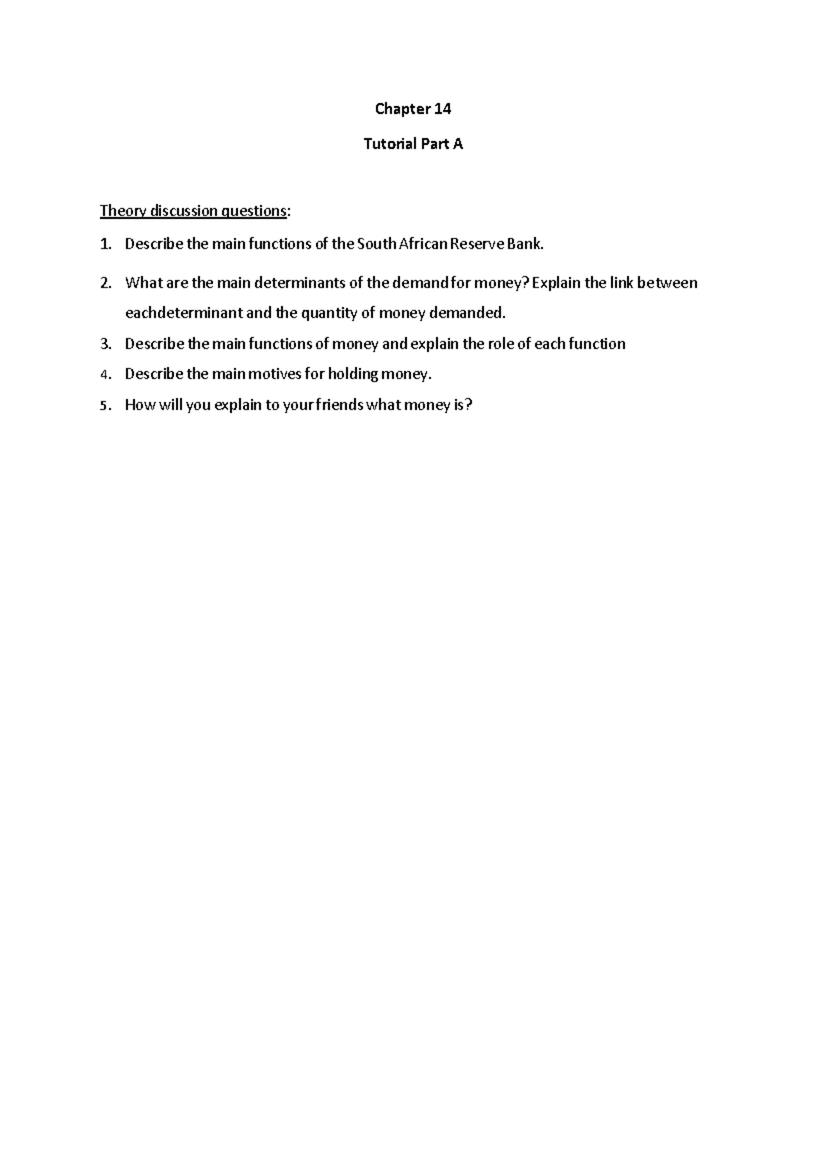 Chapter 14 tutprial Part A - Chapter 14 Tutorial Part A Theory ...