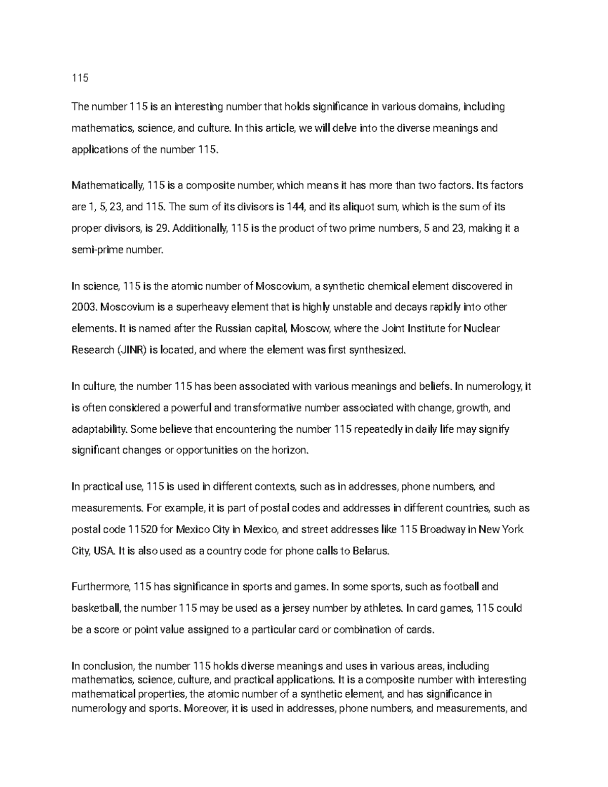 D (32) - Facts - 115 The number 115 is an interesting number that holds ...