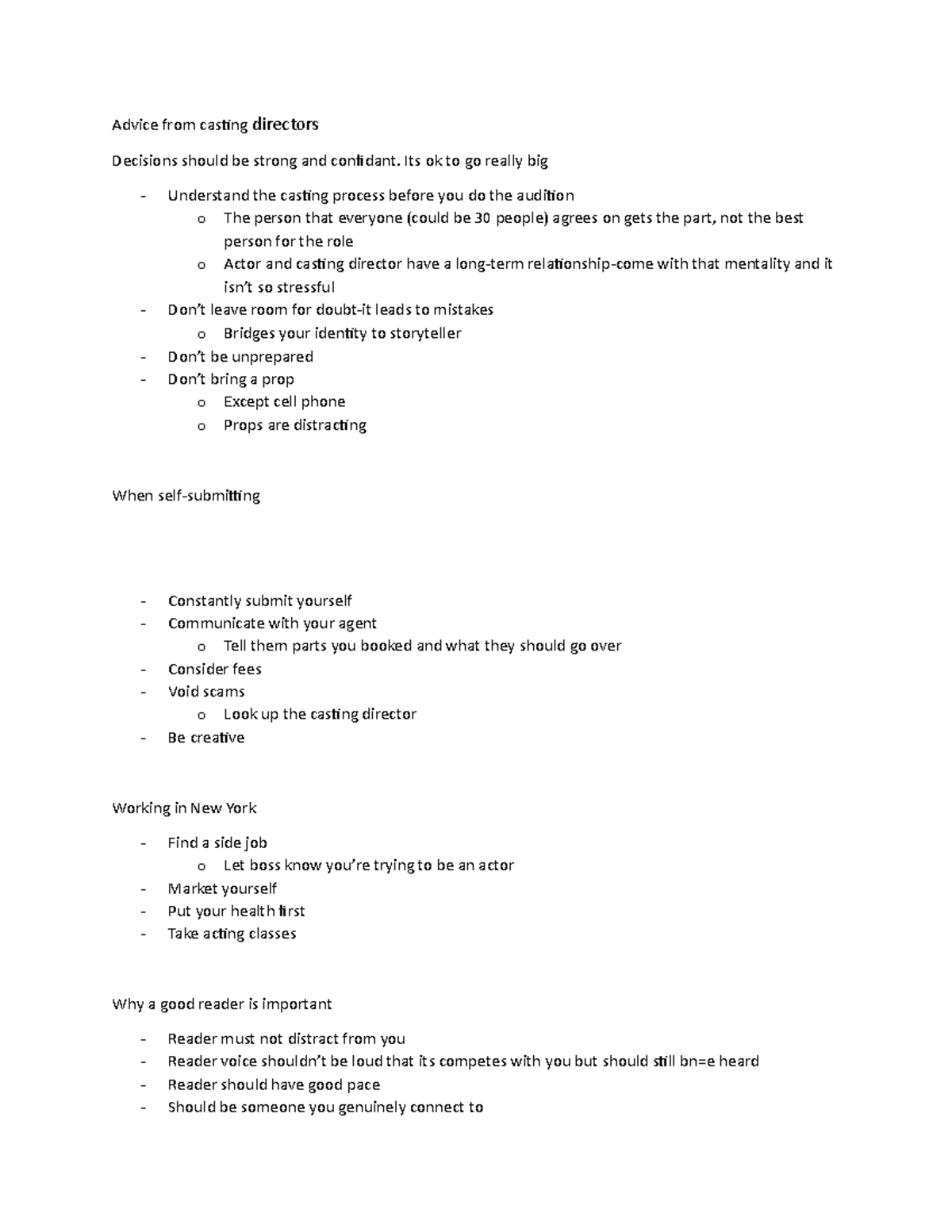 Advice from casting directors - Advice from casting directors Decisions ...