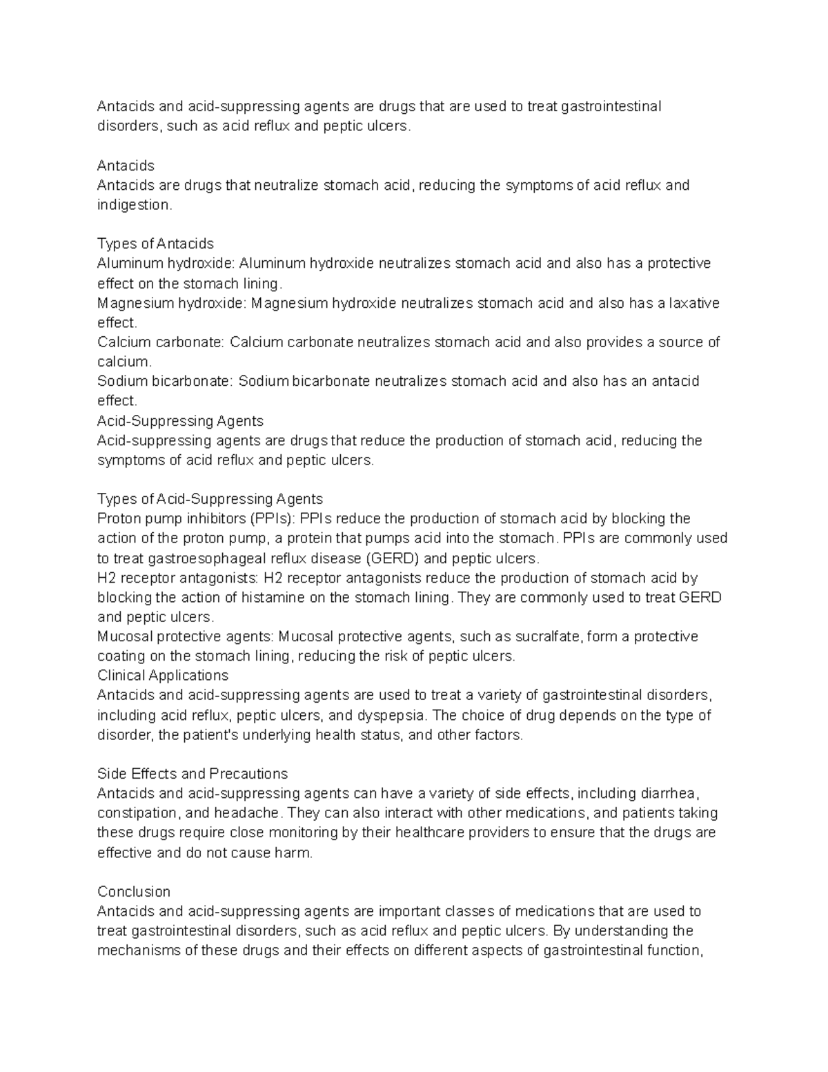 Antacids And Acid Suppressing Agents Antacids Antacids Are Drugs That Neutralize Stomach Acid