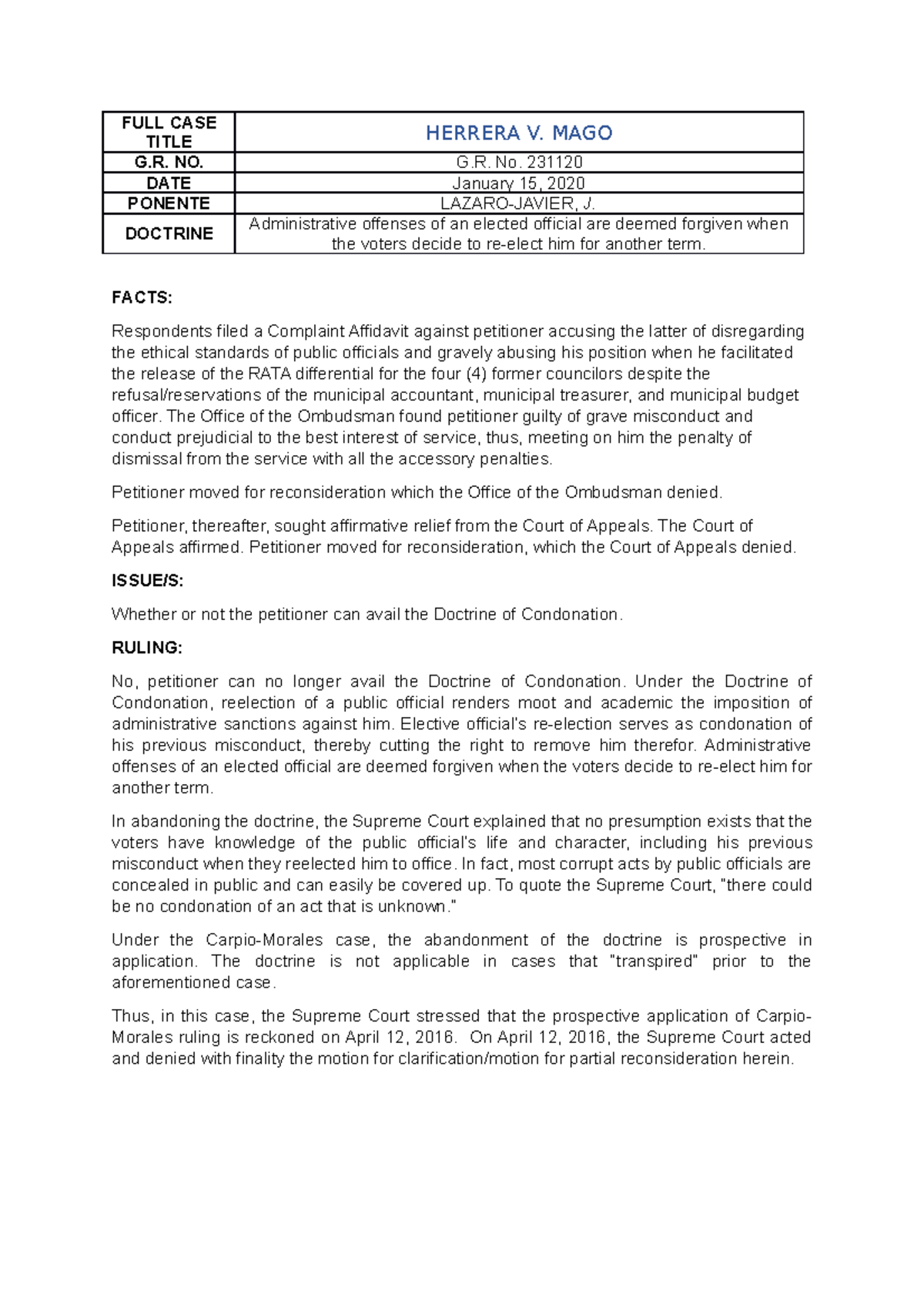 7. Herrera v. Mago- case digest on law on public corp - Philippine ...