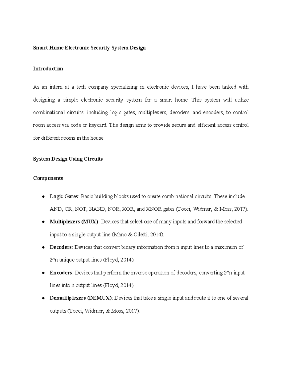 CS 1105-01 - Assignment Unit 2 - Smart Home Electronic Security System Design - Smart Home - Studocu