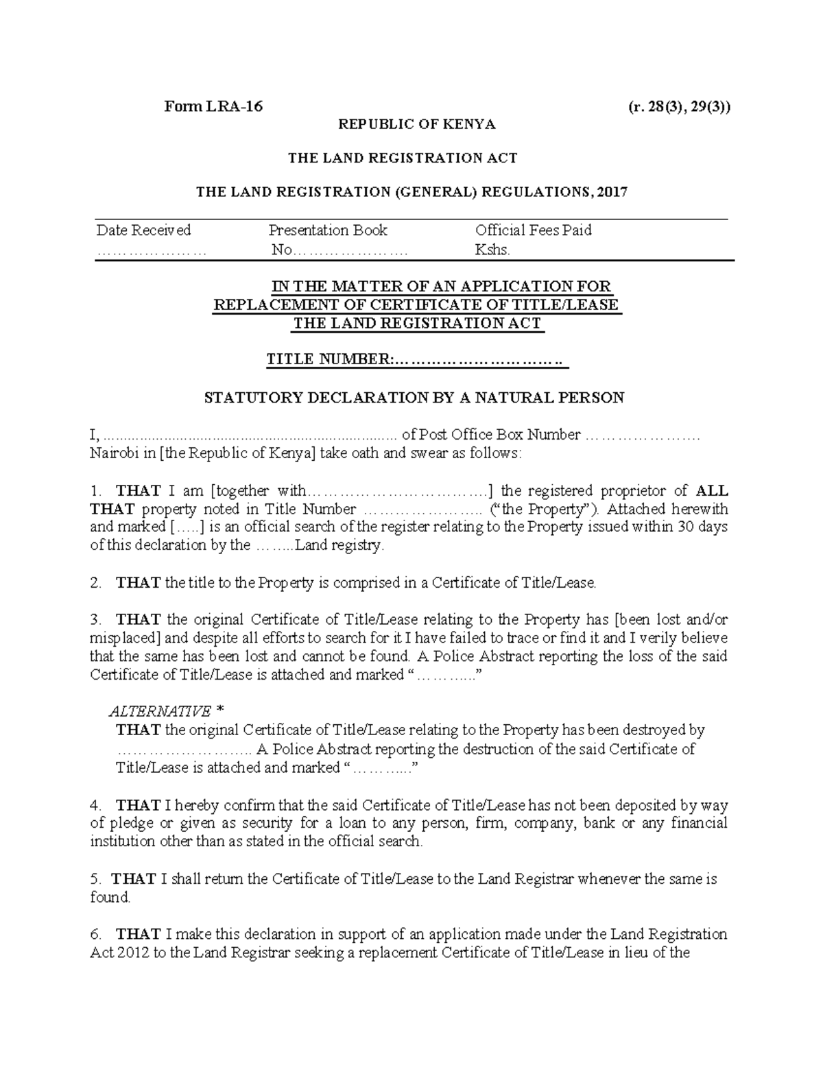 Form-LRA-16- Statutory- Declaration-BY-A- Natural- Person - Form LRA-16 ...