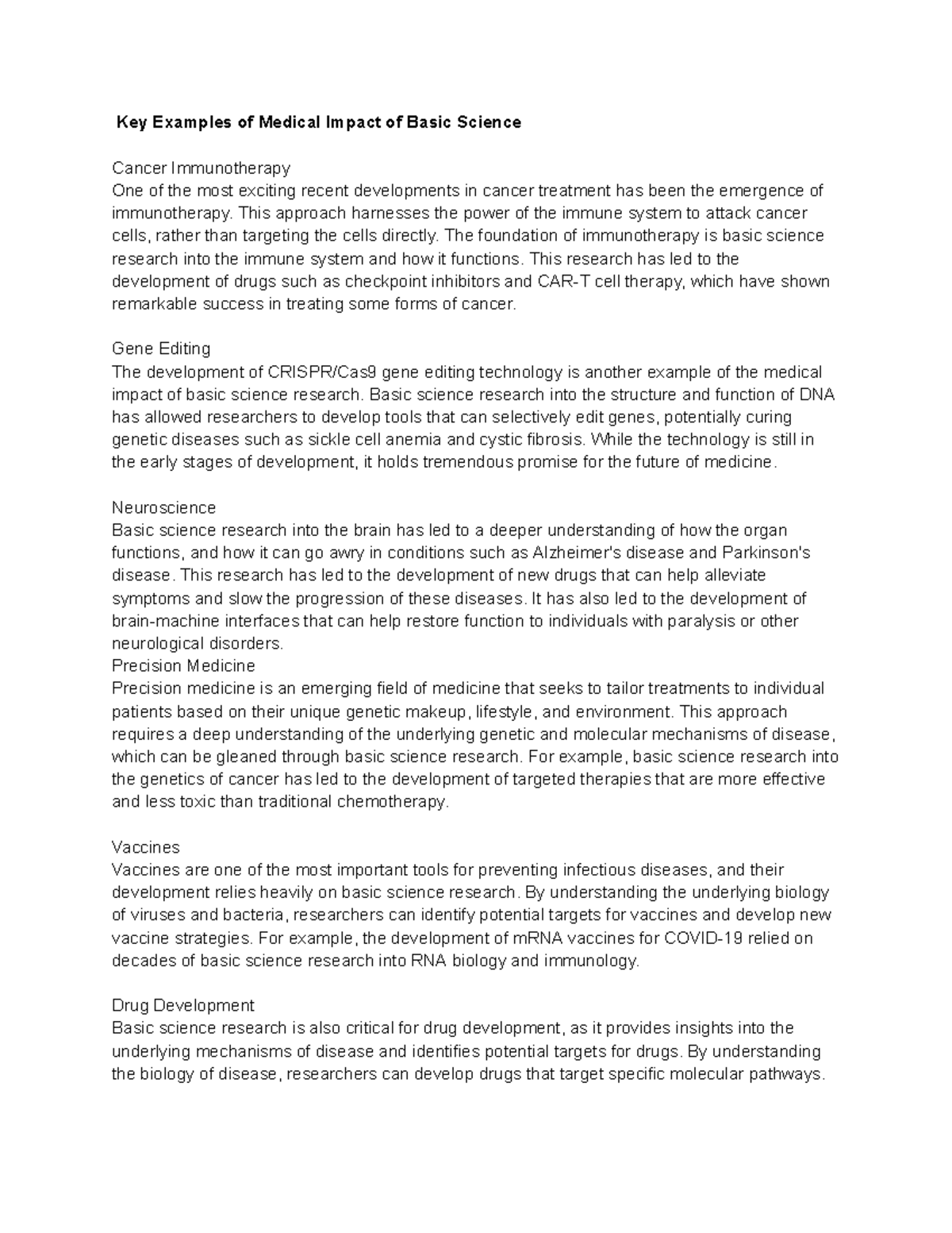 Medical Impact of Basic Science 2 - Key Examples of Medical Impact of ...