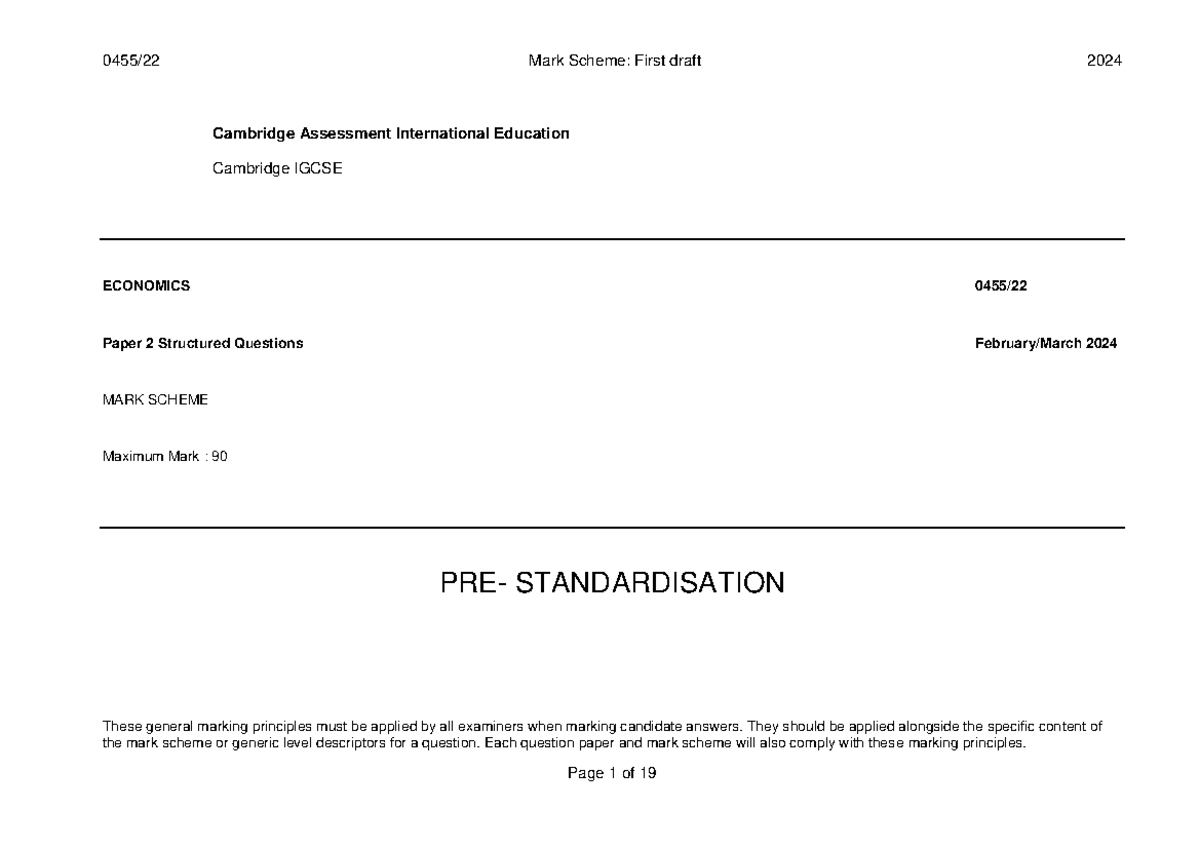 0455 m24 ms 22 - practice questions - 0455 /22 Mark Scheme: First draft ...